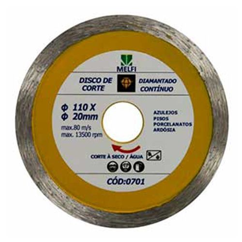 DISCO DIAMANTADO TURBO 110MM FURO 22,23MM MELFI