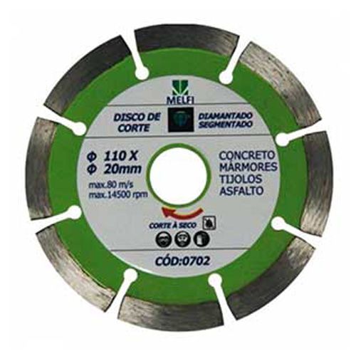 DISCO DIAMANTADO SEGMENTADO 110MM FURO 20MM MELFI