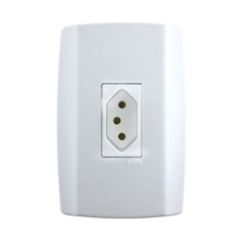 CONJUNTO BRANCO SLIM MODULAR 1 TOMADA VERTICAL 20A 80141 ILUMI