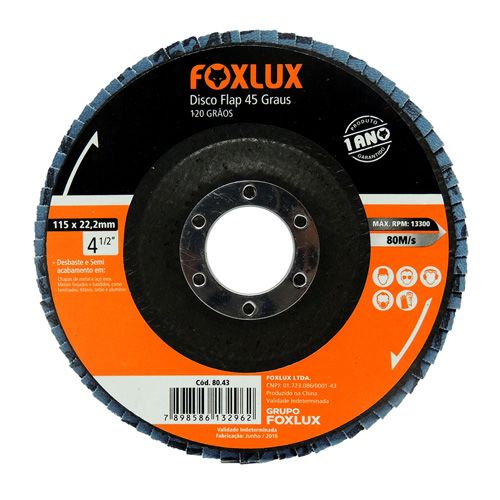 DISCO FLAP FIBRA 4.1/2" 120GR FOXLUX