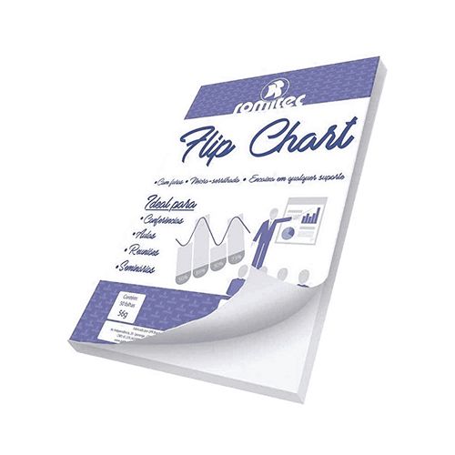 CAD FLIP CHART 56 GSM SERRILHADO - 50 FOLHAS - PARA CAVALETE ROMITEC