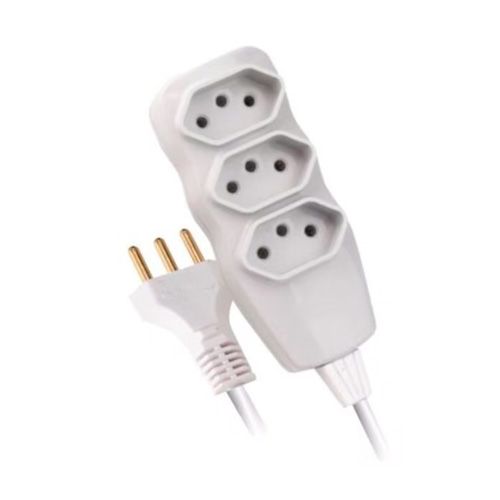 EXTENSAO CABO PP 3 PINOS 5 METROS 10A BRANCO FC