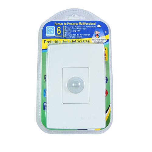 SENSOR DE PRESENCA 6 FUNÇÕES COM FOTOCELULA LENTE 180° EMBUTIR BRANCO ...