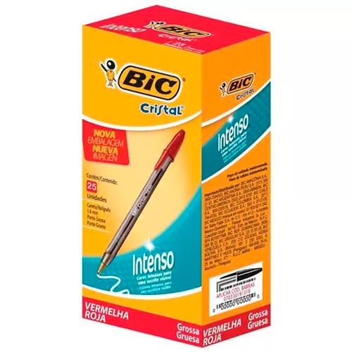 CANETA CRISTAL BOLD 1.6MM VERMELHO C/25 BIC