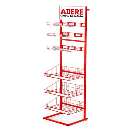 DISPLAY DE CHAO ARAMADO - 12 GANCHOS E 3 CESTOS