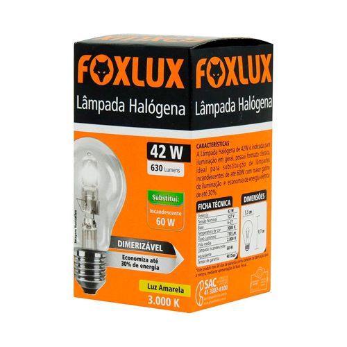 LAMPADA HALOGENA 42W 127V FOXLUX
