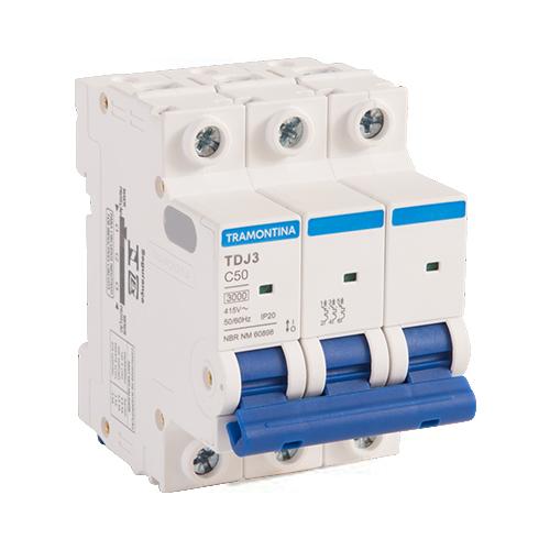 DISJUNTOR DIN BR TRIPOLAR C TDJ3 50A 3 KA TRAMONTINA
