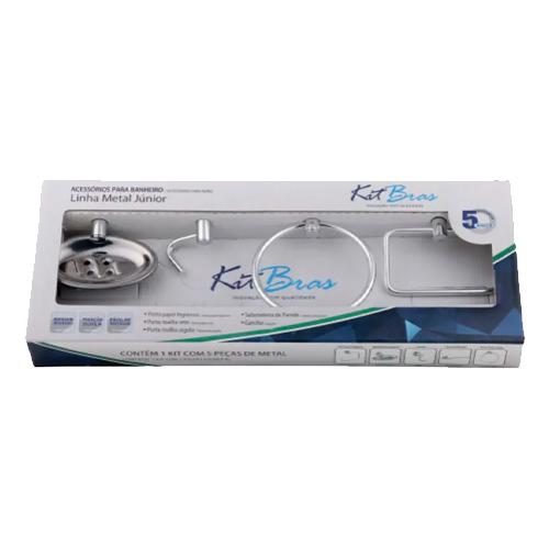 KIT PARA BANHEIRO METAL 5 PCS SEM TAMPA KITBRAS